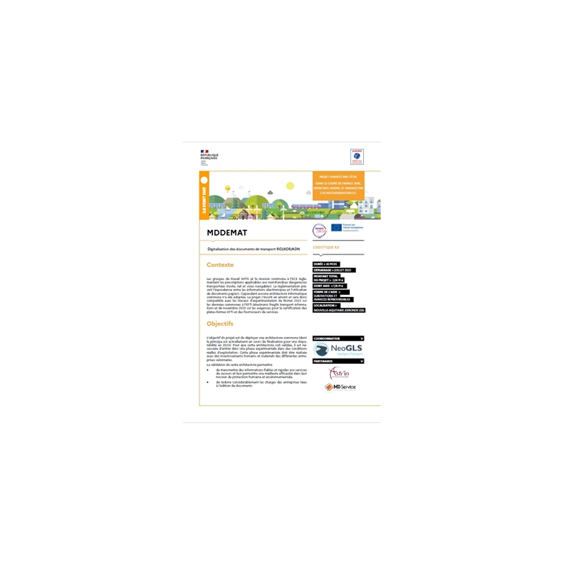 MDDEMAT - Digitalisation des documents de transport RID/ADR/ADN.