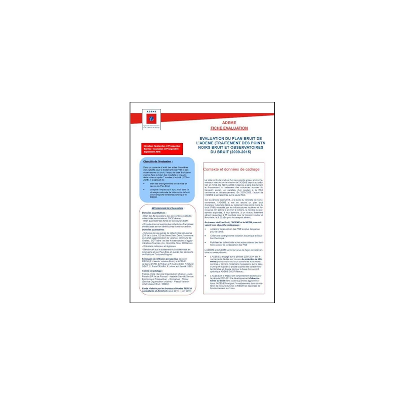 La librairie ADEME - Evaluation stratégique du Plan Bruit de l'ADEME