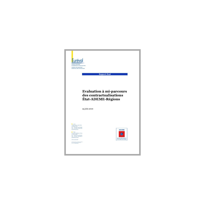 La librairie ADEME - Evaluation des Contrats de Plan Etat Région (CPER)