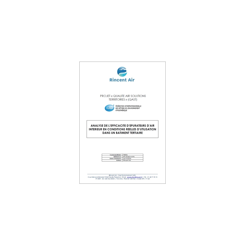 Analyse de l'efficacité d'épurateurs d'air intérieur en conditions ...