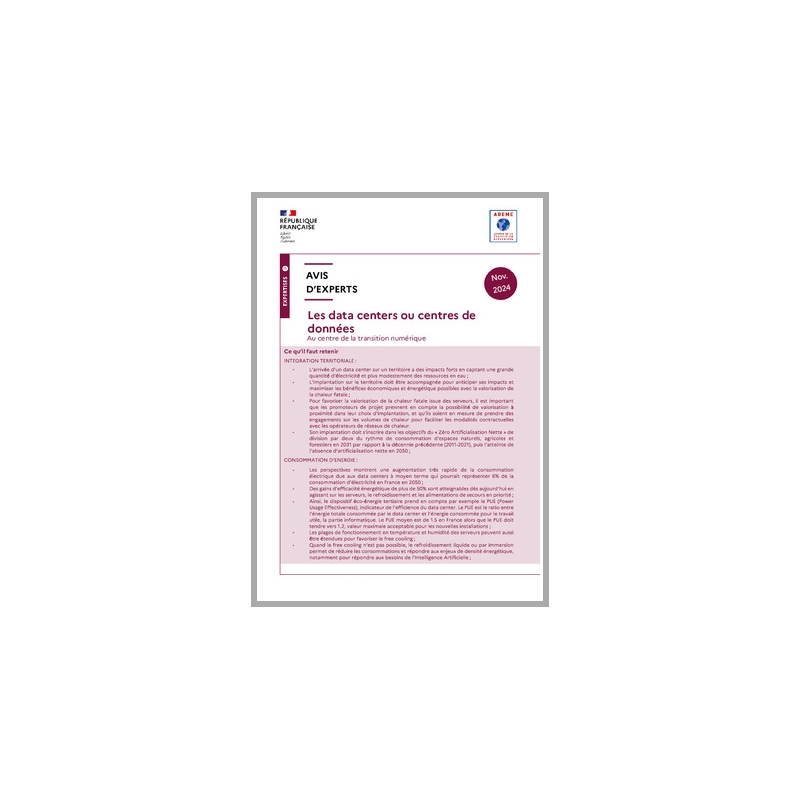 La librairie ADEME - Avis d'experts - Les data centers ou centres de données
